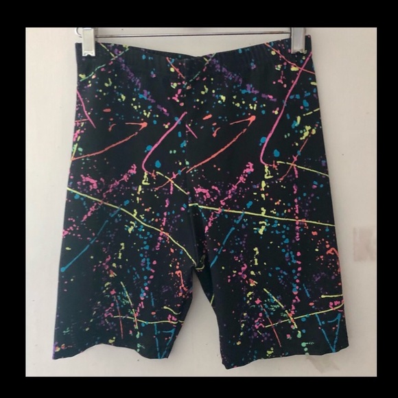 Vals | Shorts | Vals Neon Multicolor Paintsplash Nylonspandex Bike Shorts | Poshmark